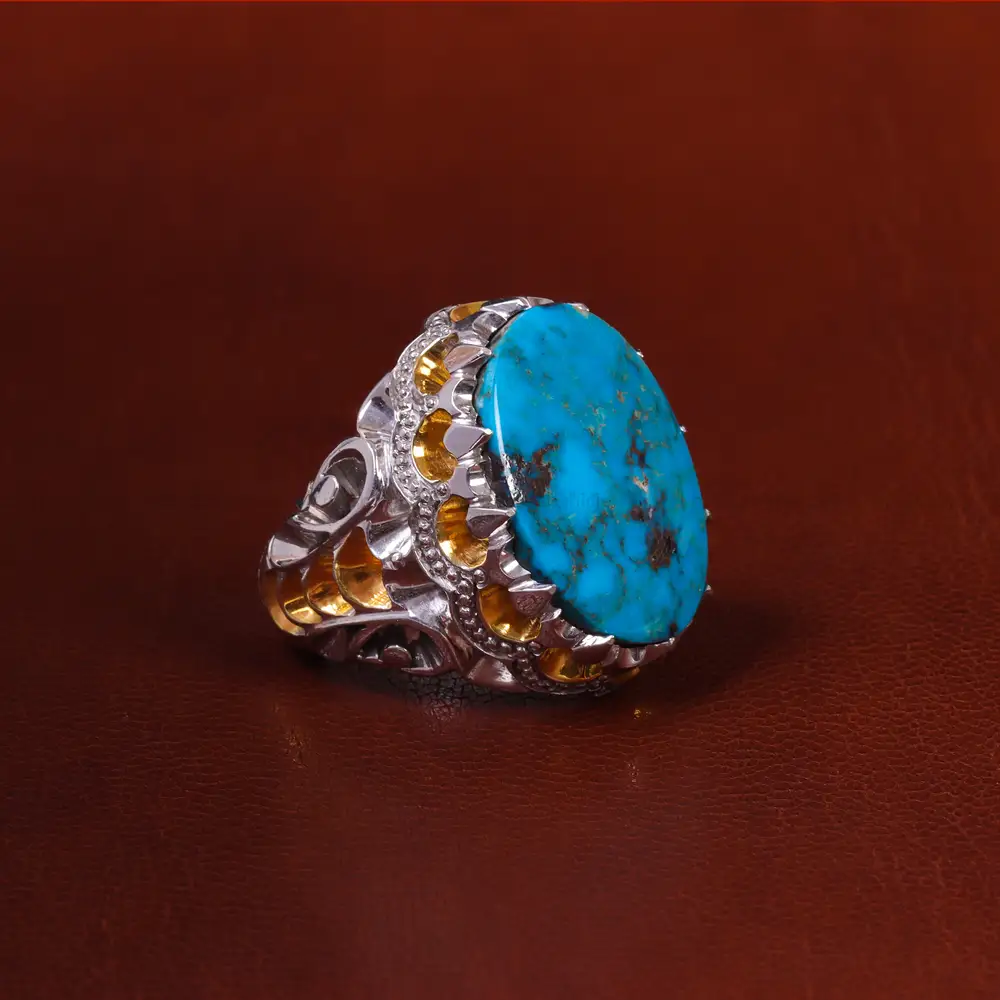 انگشتر فیروزه شجری مردانه کد 22782 – جواهری مشاهیر